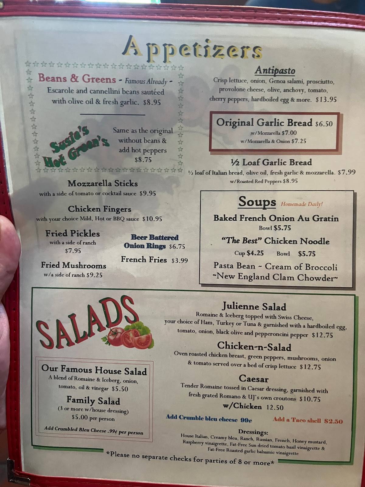 Menu at Uncle Joe's Pizzeria, Geneva