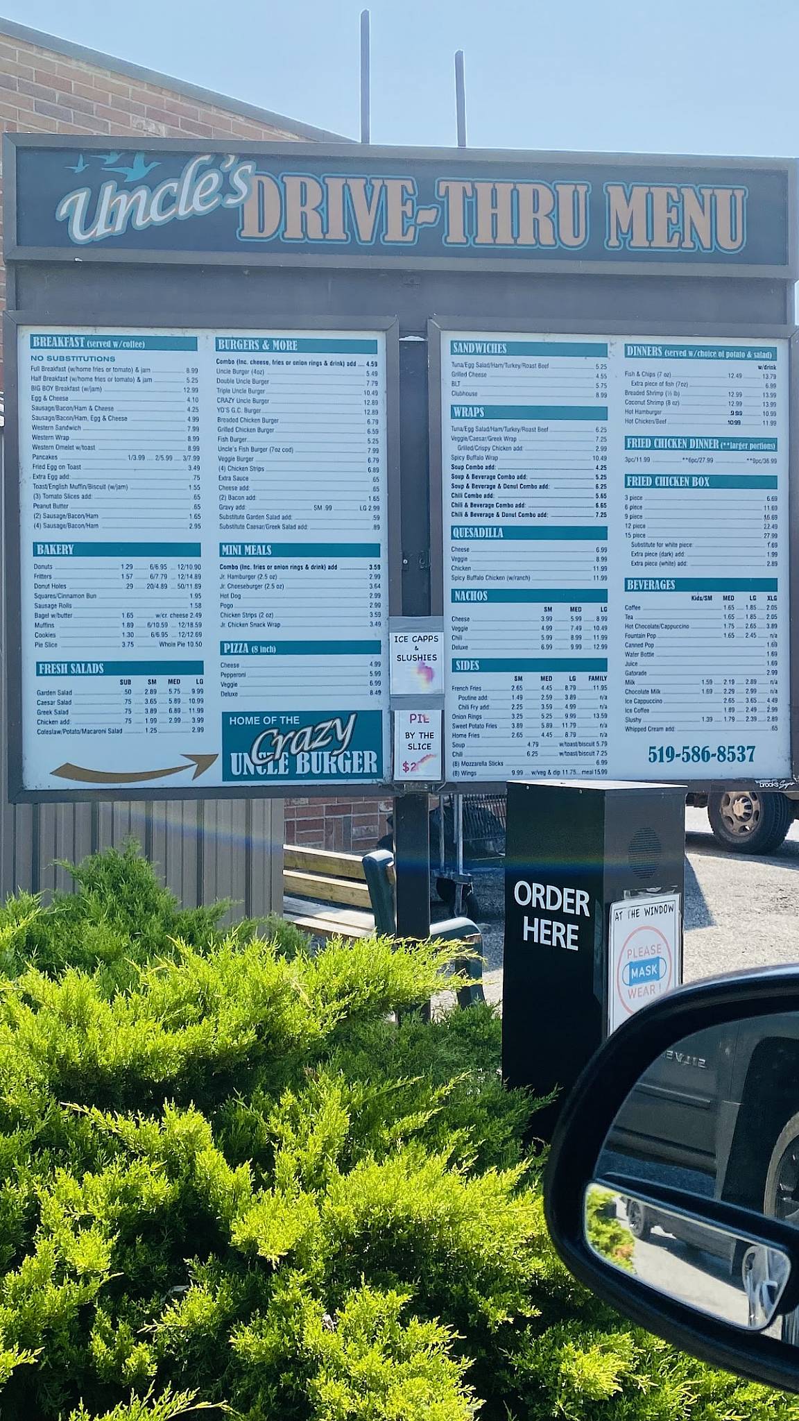 Menu at Uncle's Country Coffee cafe, Port Rowan
