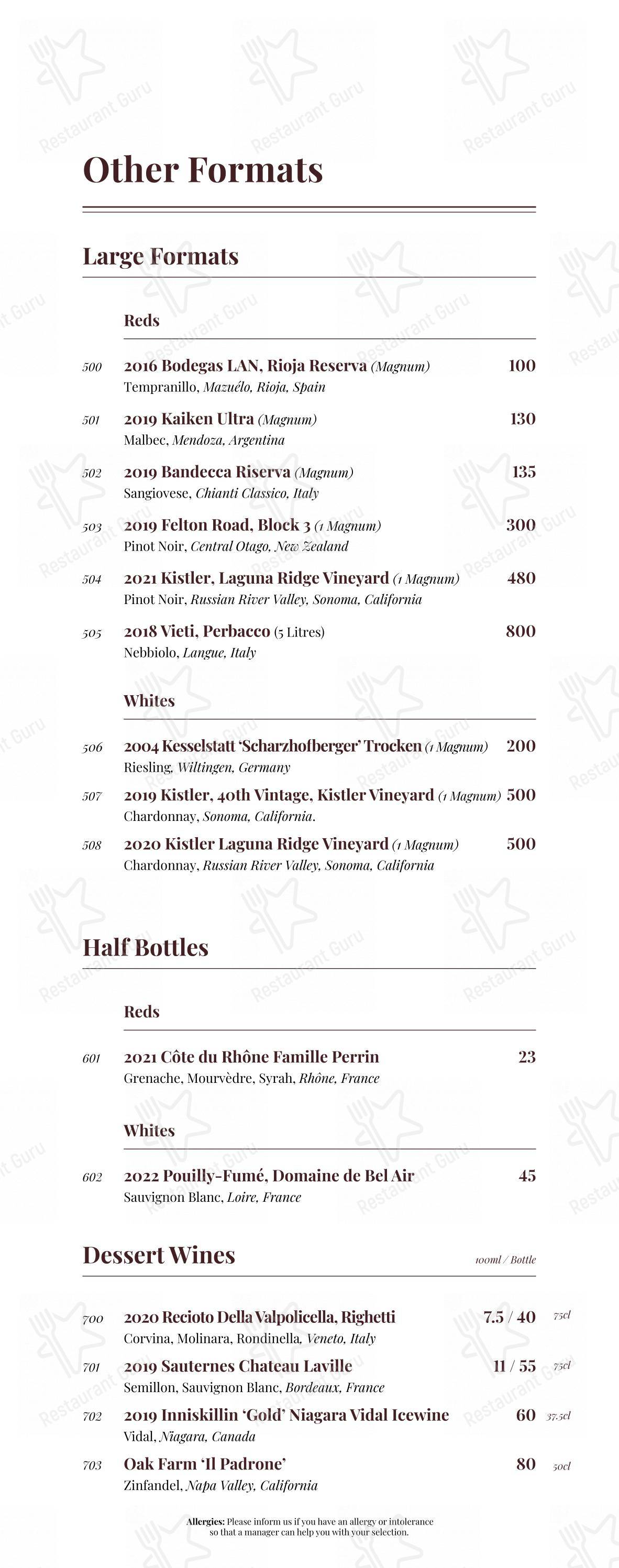 Menu at Upstairs at the Grill steakhouse, Chester