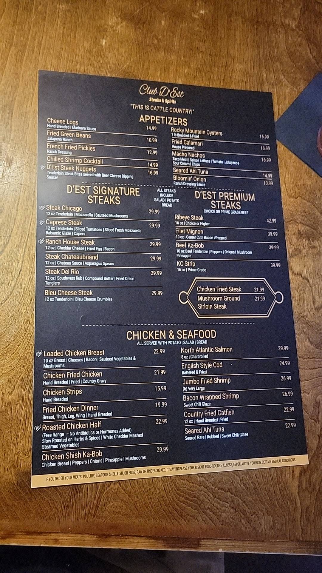 Menu at Uptown Cafe & Club D'Est, Pratt, 202 S Main St