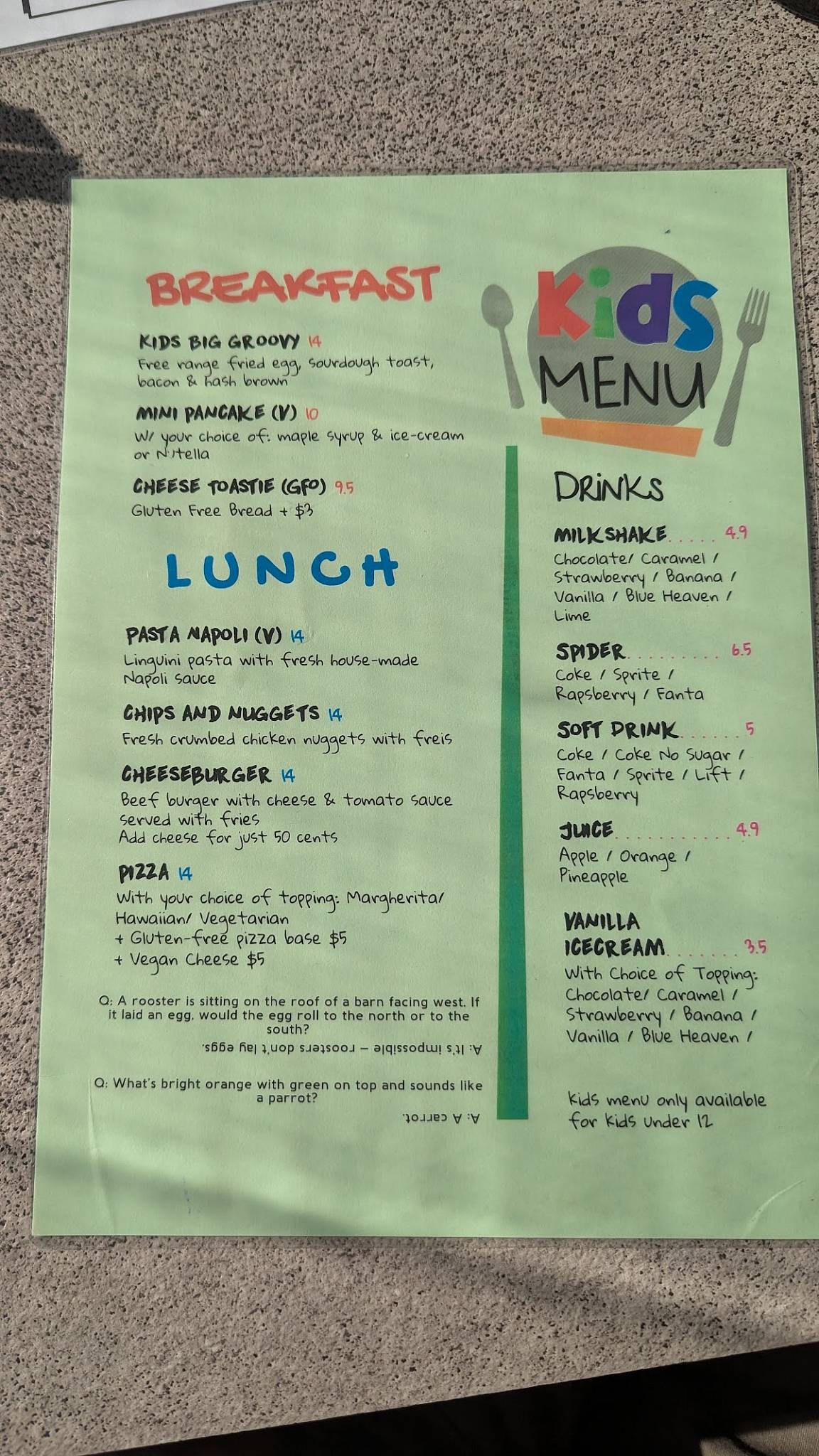 Menu at Urban Grooves restaurant, Greensborough, 99 Grimshaw St