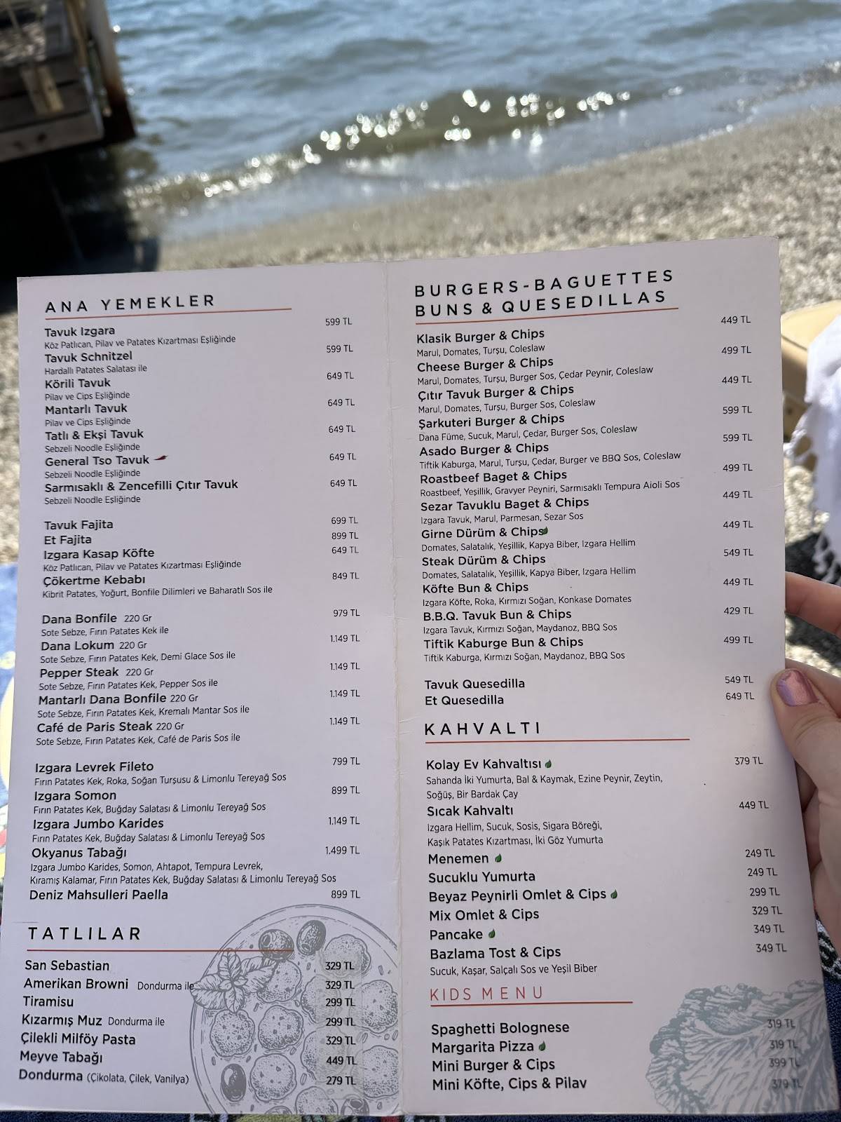 Menu at Vamos Beach restaurant, Marmaris, Siteler Mahallesi Uzunyalı ...