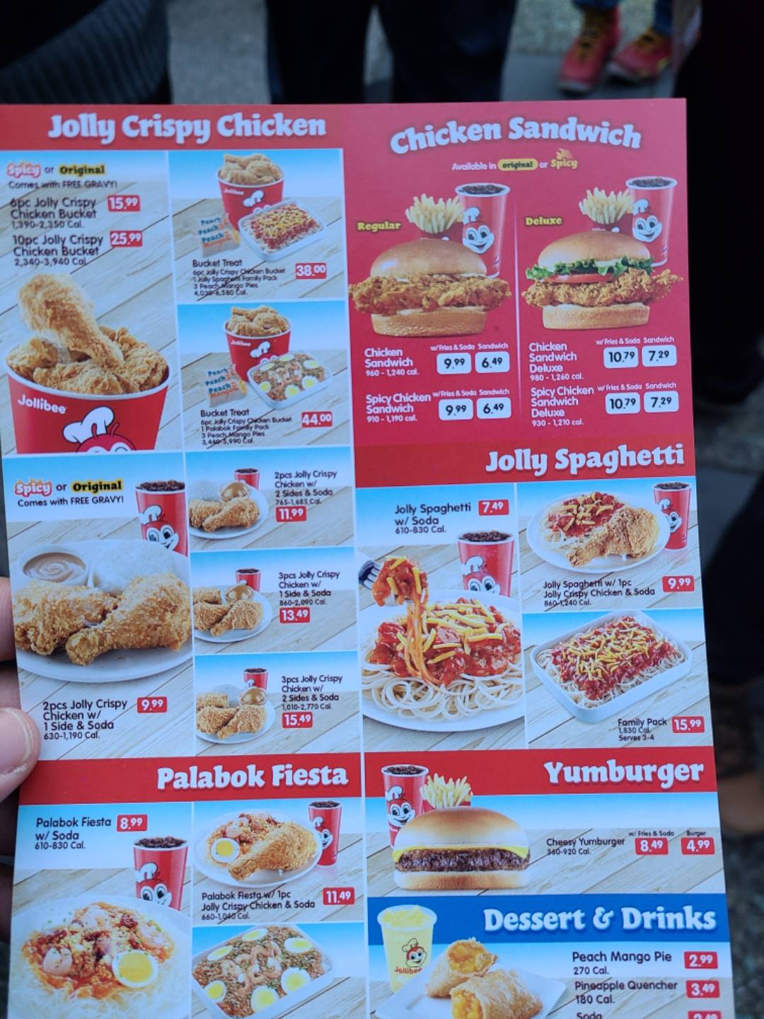 Menu at Jollibee fast food, Vancouver, 833 Granville St