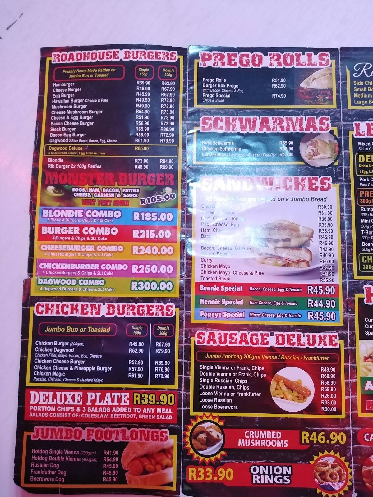 Menu at Burgerbox Roadhouse Vereeniging restaurant, Vereeniging