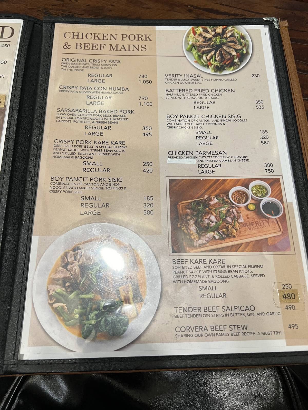 Menu at Verity Restaurant - SM City Butuan, Butuan City, SM