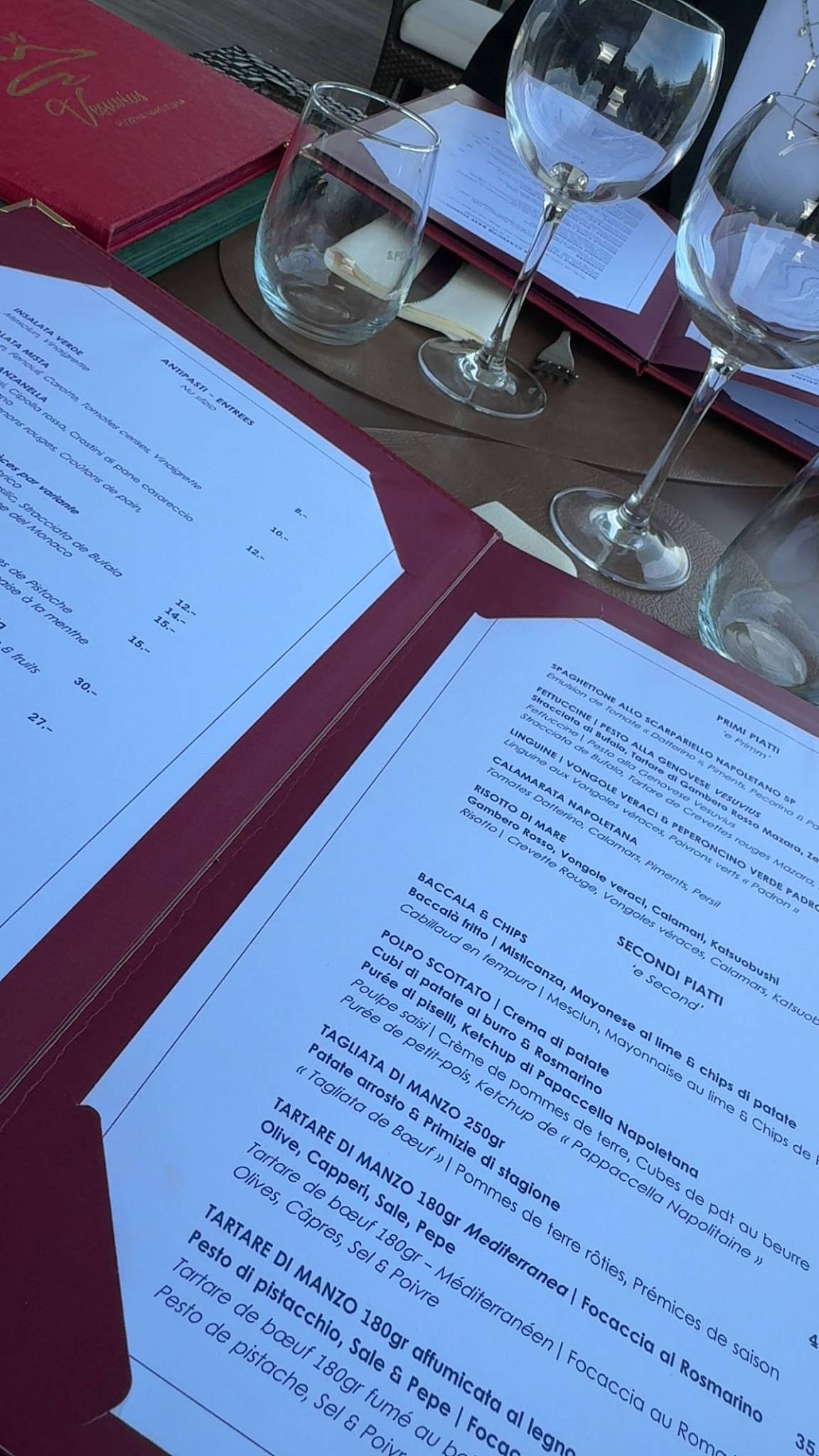 Menu au Vesuvius Restaurant Pizzeria Napoletana, Neuchâtel