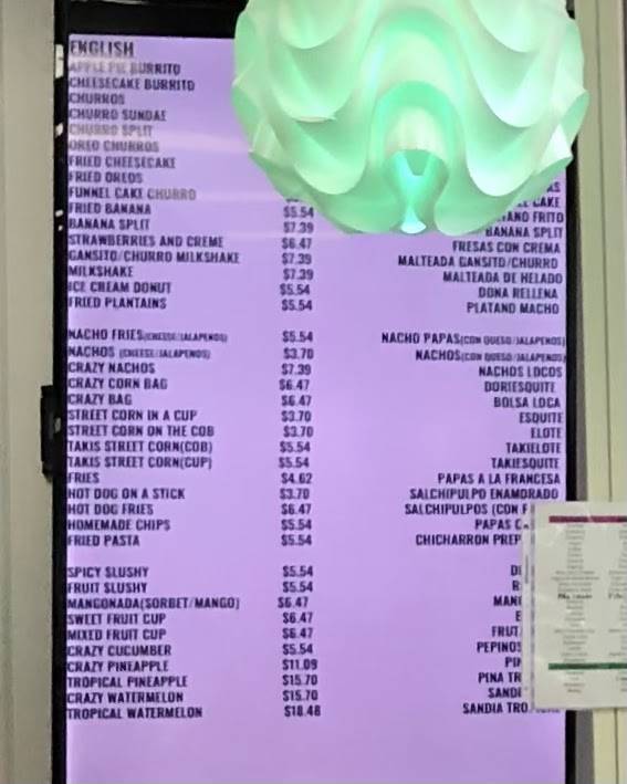 Menu at Vida Dulce desserts, Knightdale