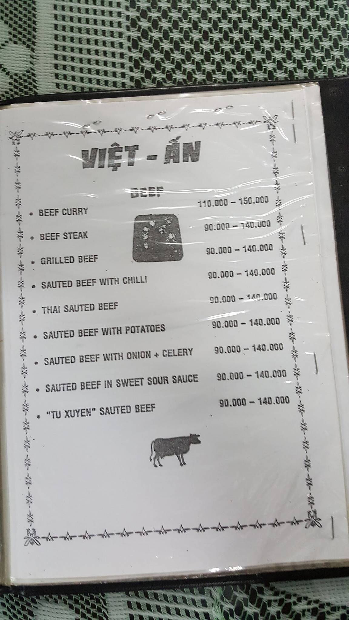 Menu at Viet An Halalfood restaurant, Vung Tau