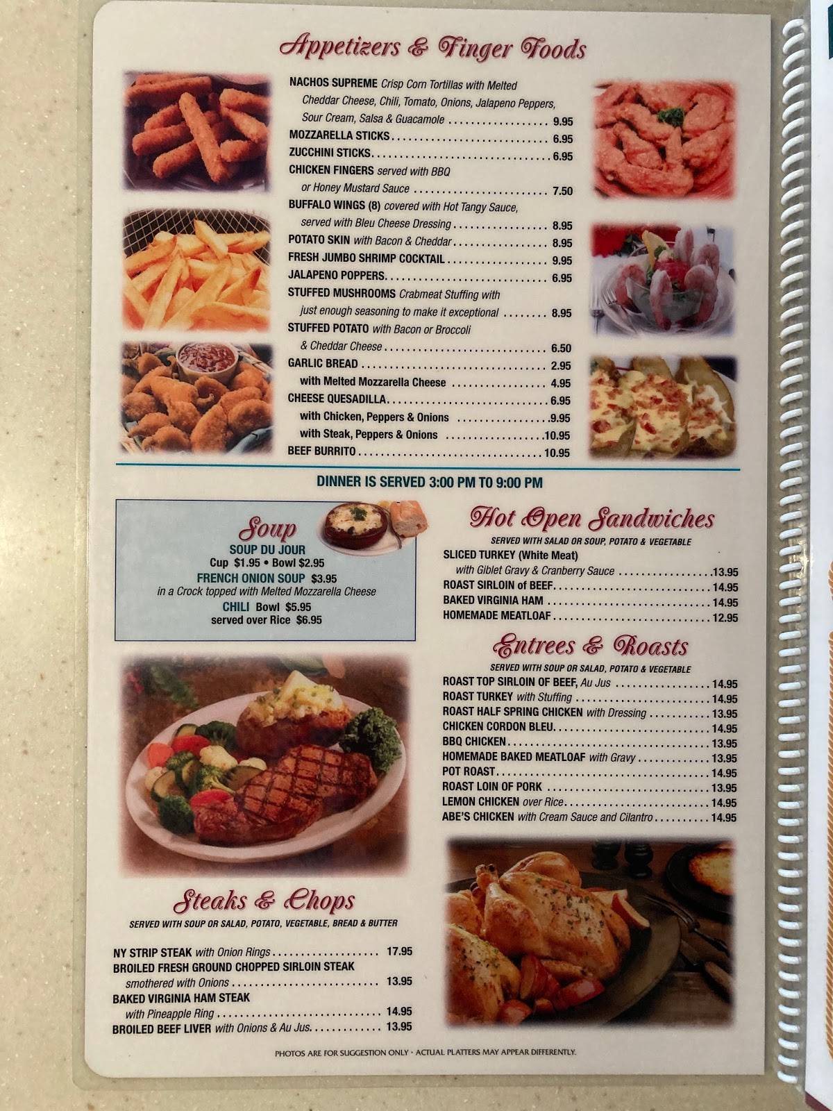 Menu at Village Diner restaurant, Saugerties, 140 Main St