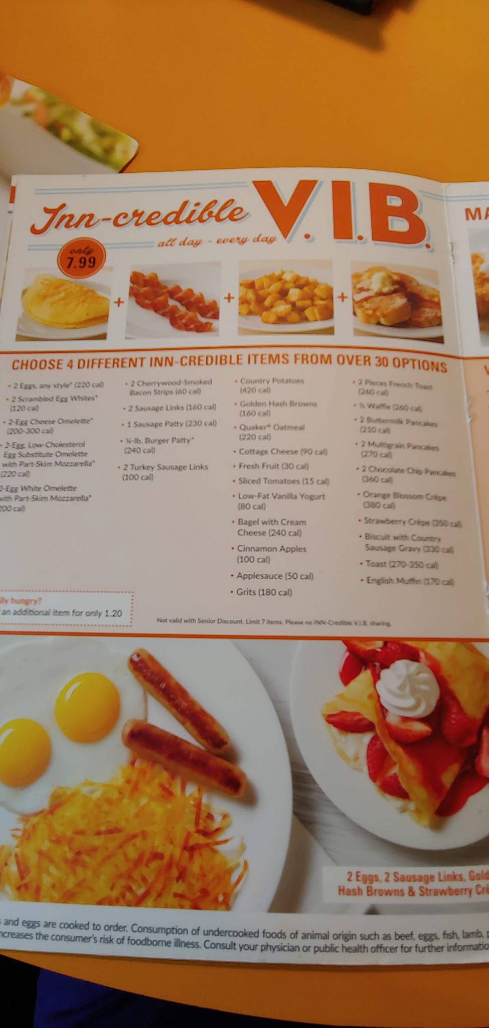 Menu at Village Inn restaurant, St. Augustine