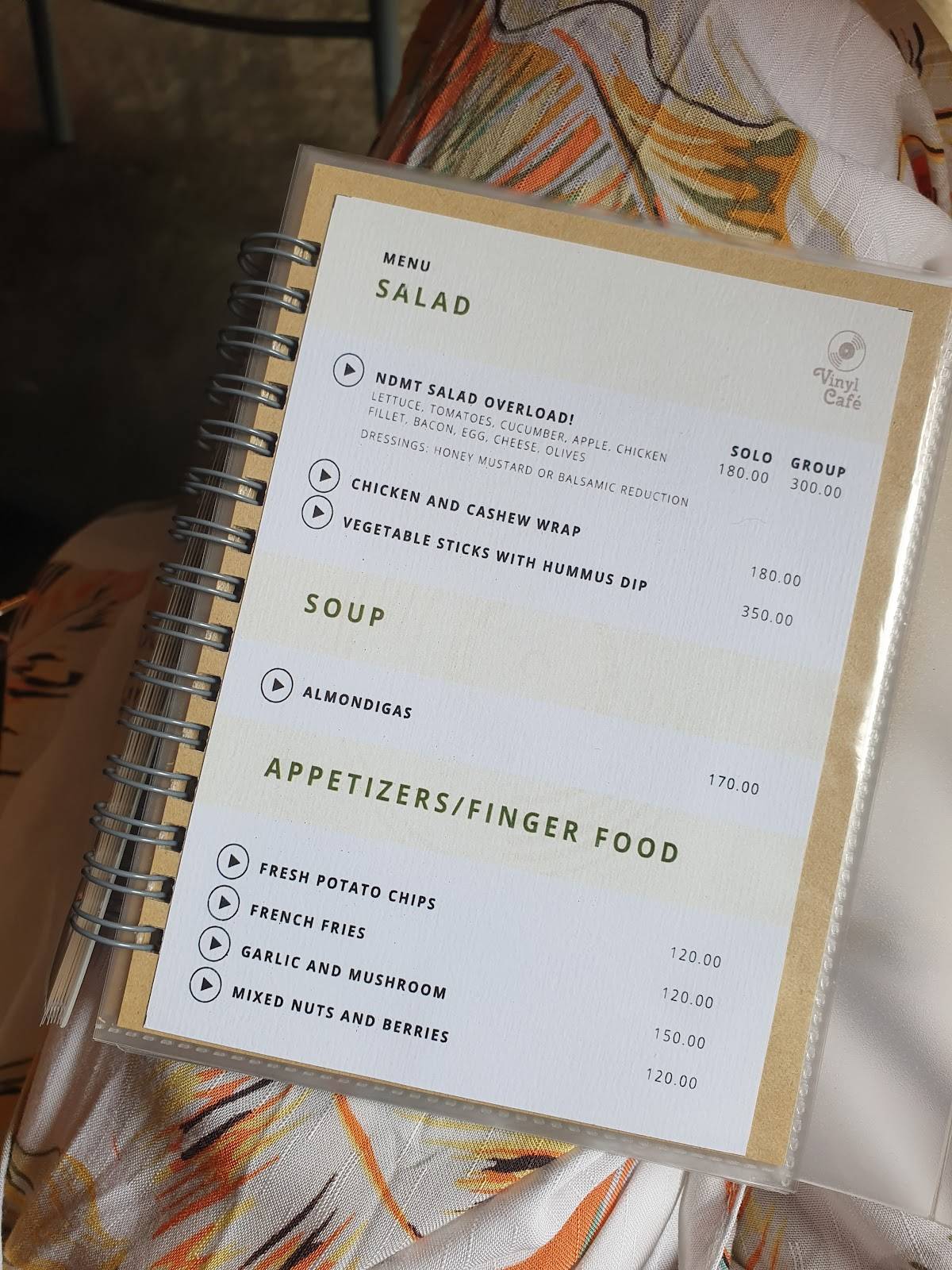 Menu at Vinyl Cafe Palawan, Puerto Princesa