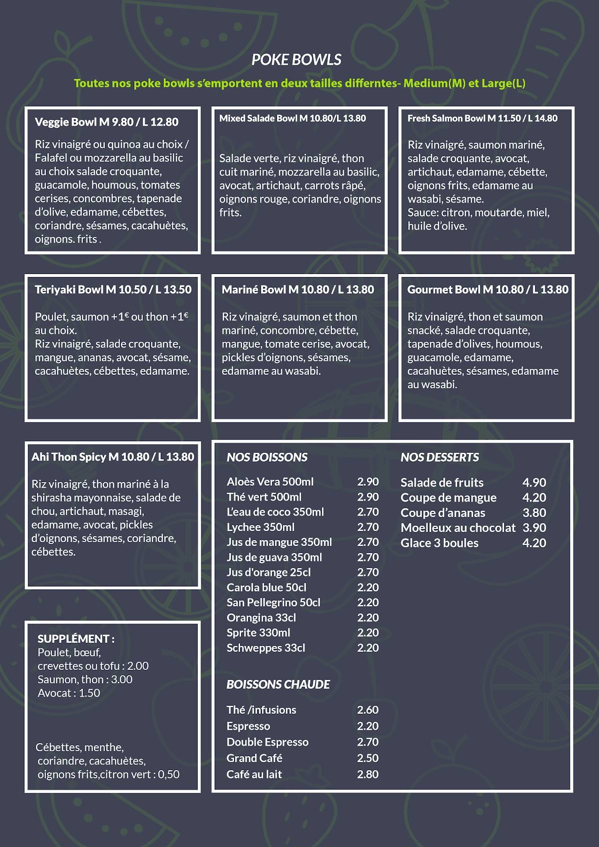 Menu au WOK & POKE BOWL (Thai & Hawaii) restaurant, Strasbourg