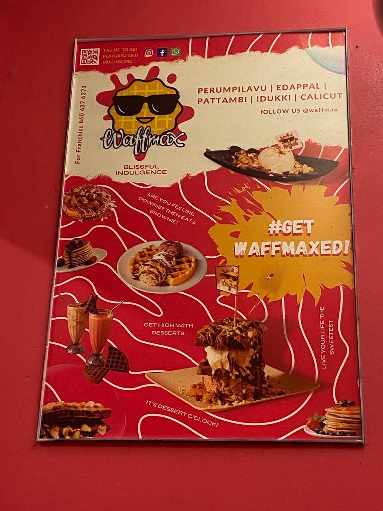 Menu at Waffmax Perumpilavu, India