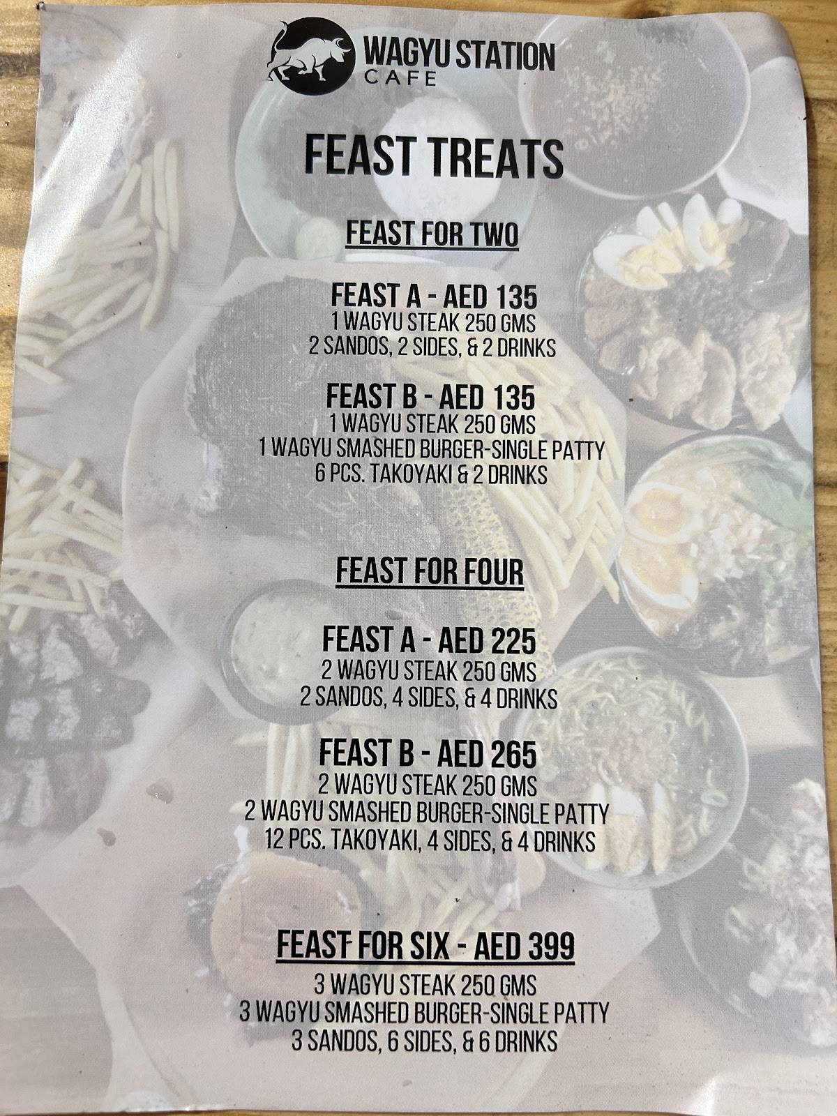Menu at Wagyu Station cafe, Abu Dhabi
