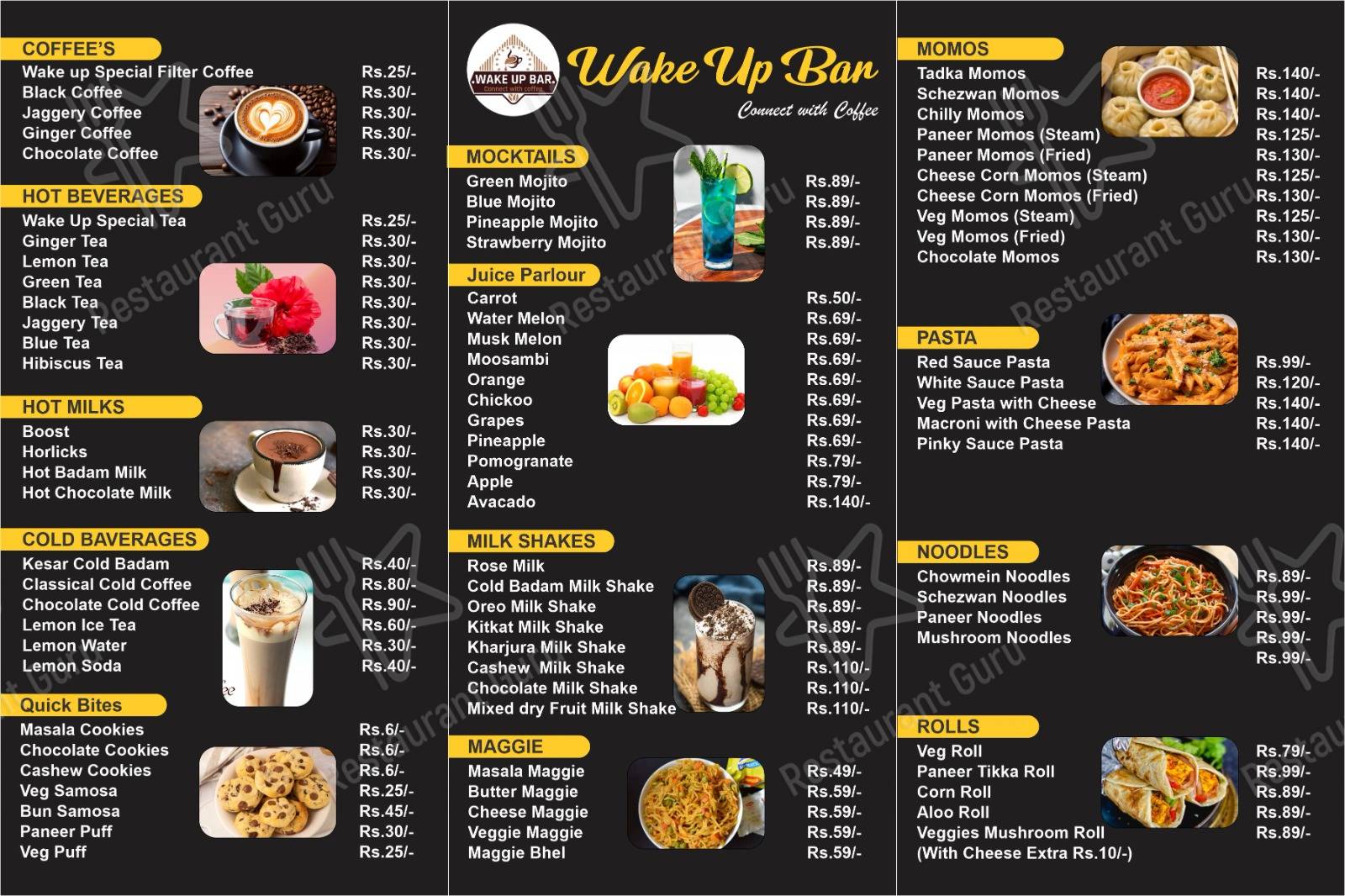 Menu at Wake Up Bar Cafe (connect with coffee), Mysuru