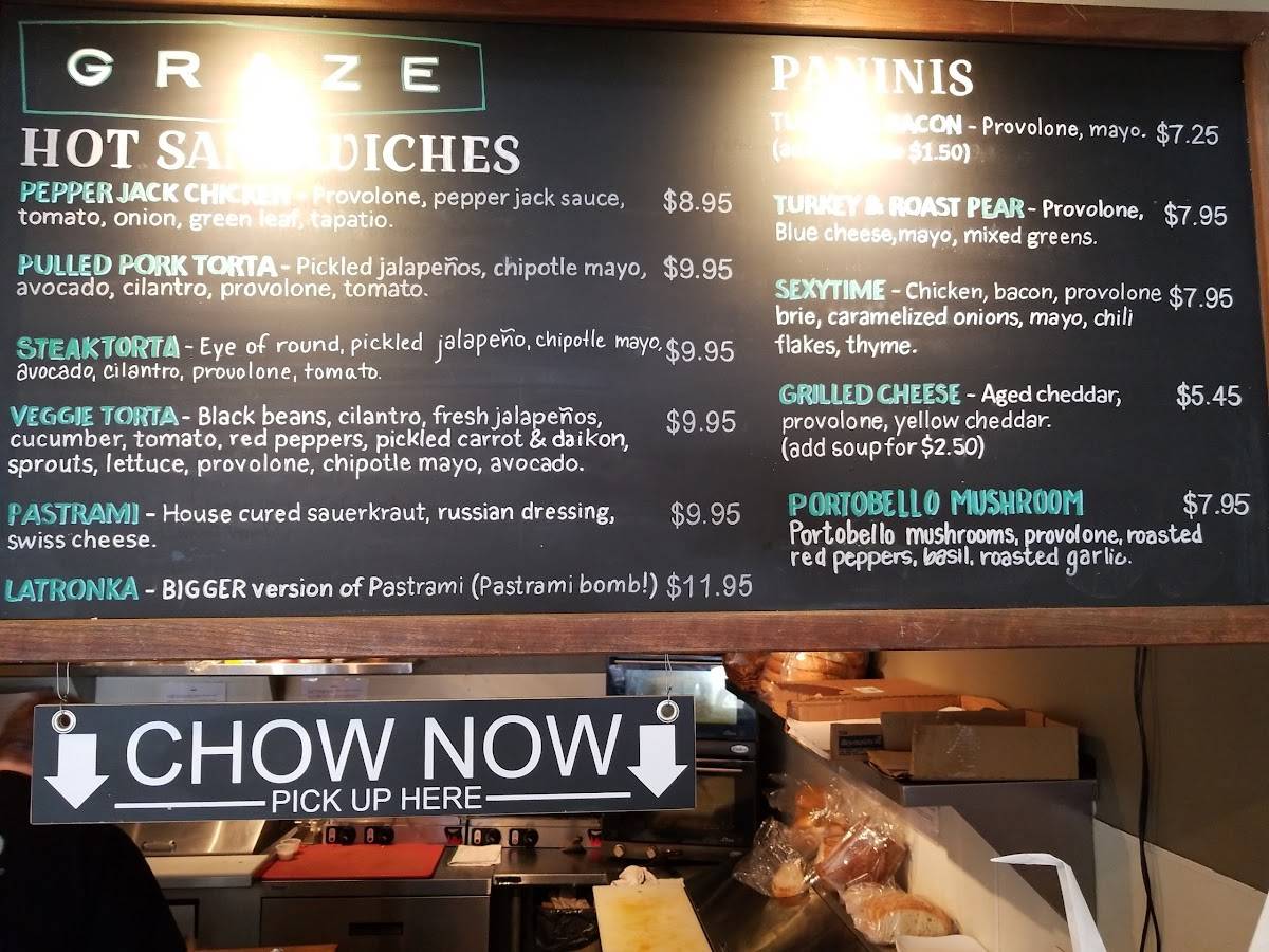 Menu at Graze 'a Place To Eat' restaurant, Walla Walla, 5 S Colville St