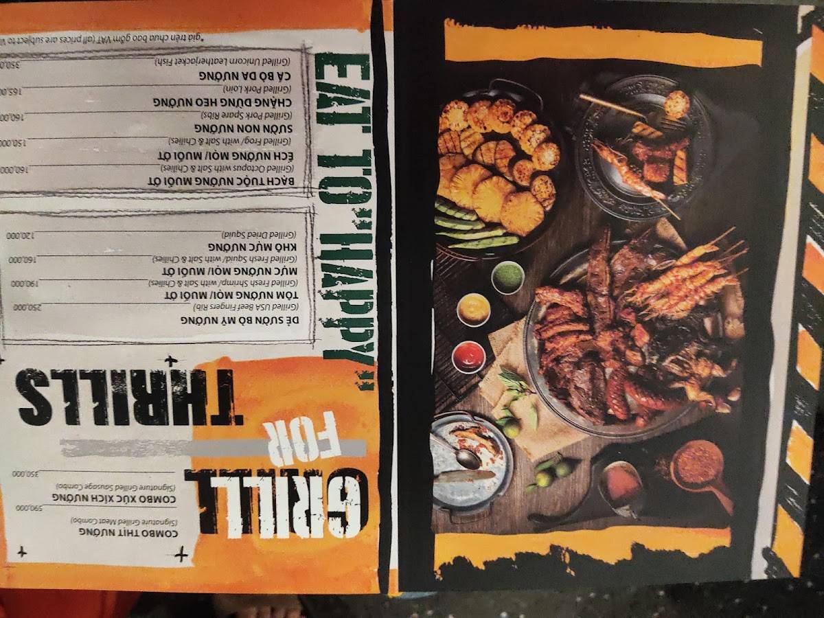 Menu at Warning Zone 76 restaurant, Ho Chi Minh City