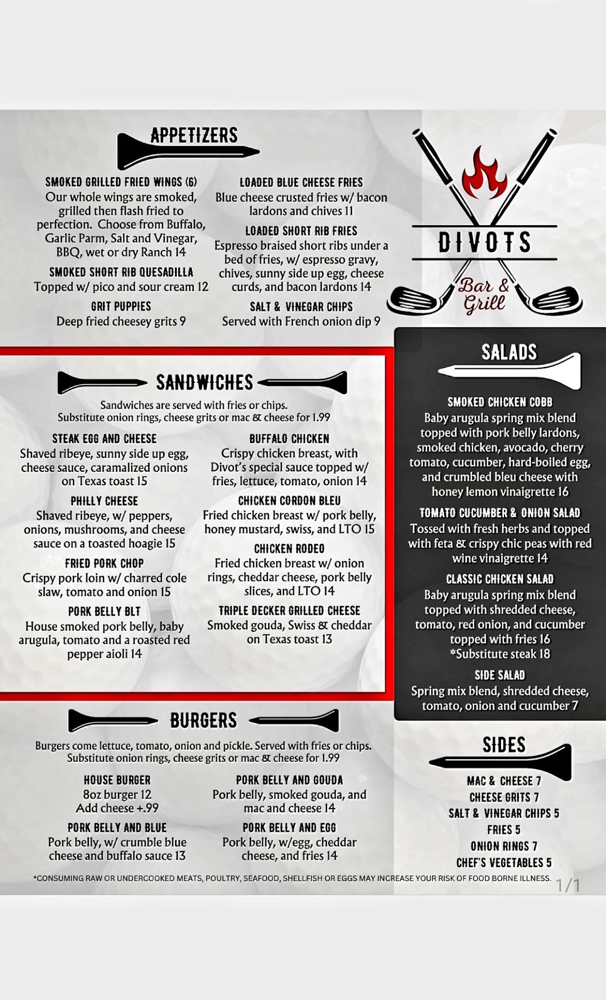 Menu at 305 Grill and Tavern pub & bar, Warren