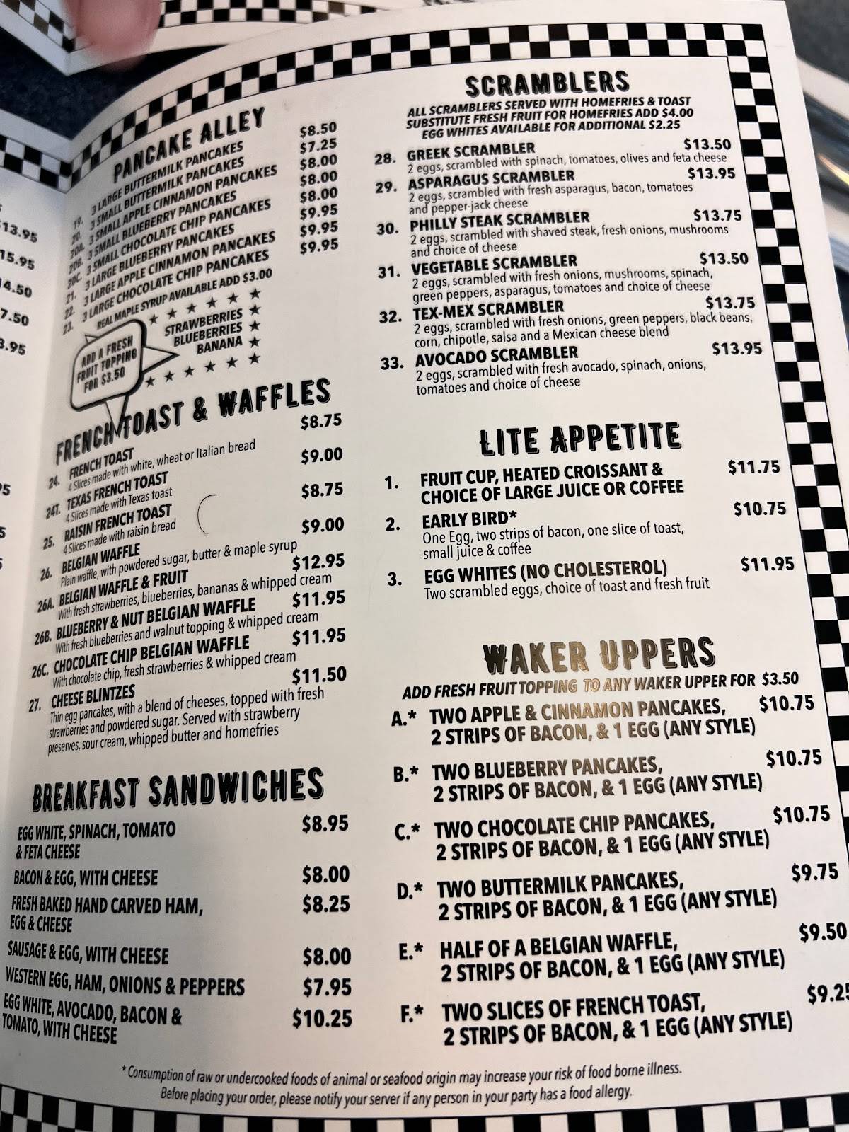 Menu at Wayland Square Diner restaurant, Providence