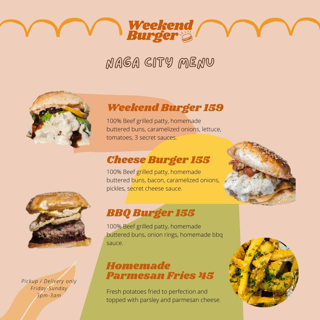 Carta del restaurante Weekend Burger Naga, Naga