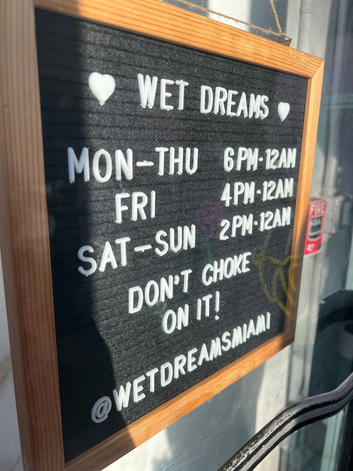 Menu at wet dreams desserts, Miami Beach