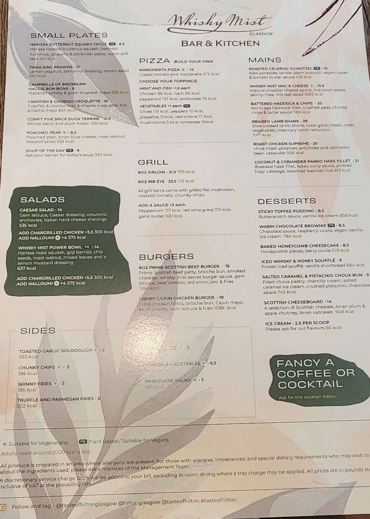 Menu at Whisky Mist pub & bar, Glasgow