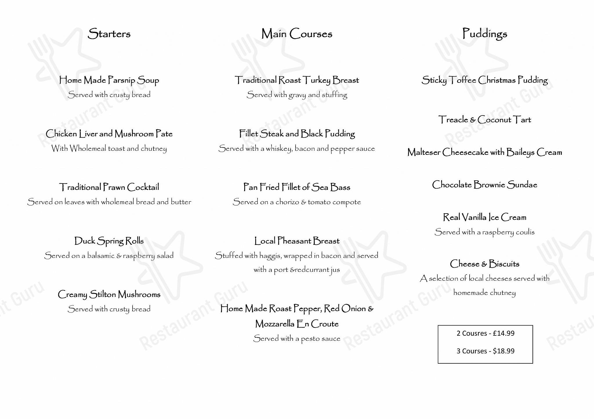 Menu at The White Lion pub & bar, Harlaston, Main Rd