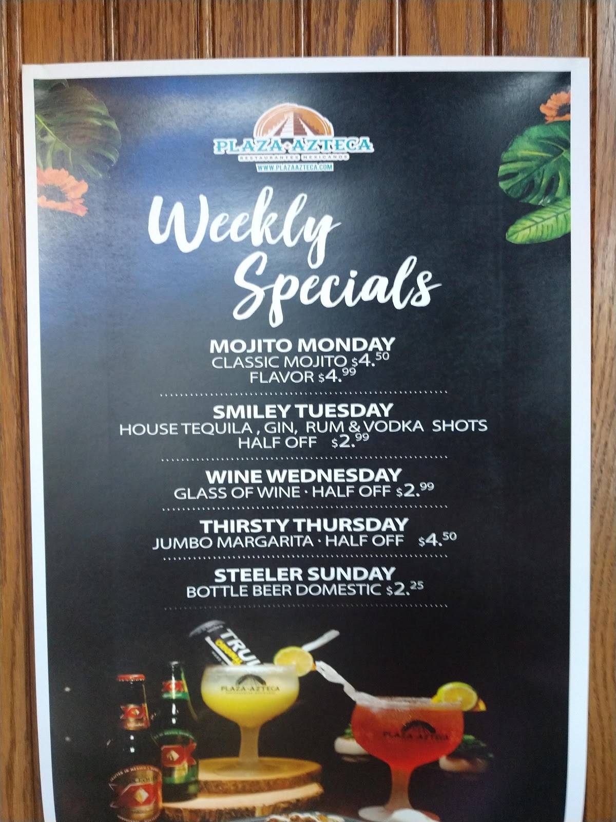 Menu at Plaza Azteca Méxican Restaurant · White Oak, White Oak