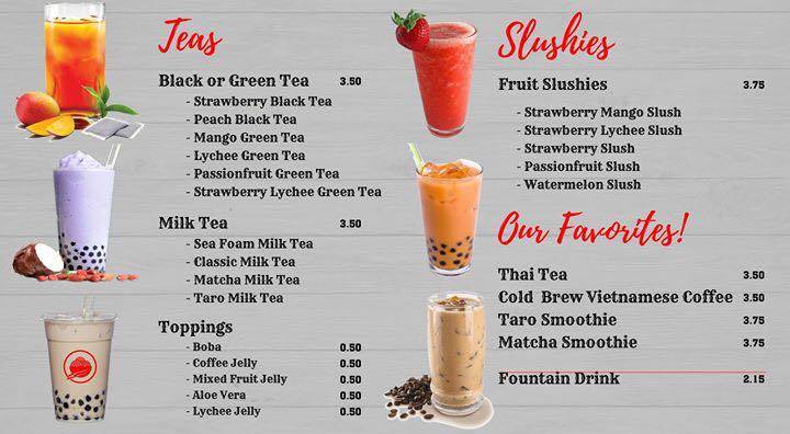 Menu at Wich Pho restaurant, Yukon