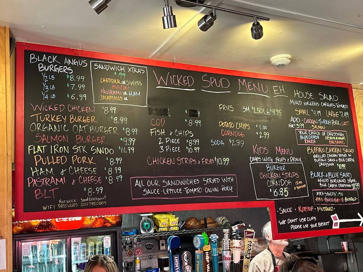 Menu at Wicked Spud pub & bar, Hailey