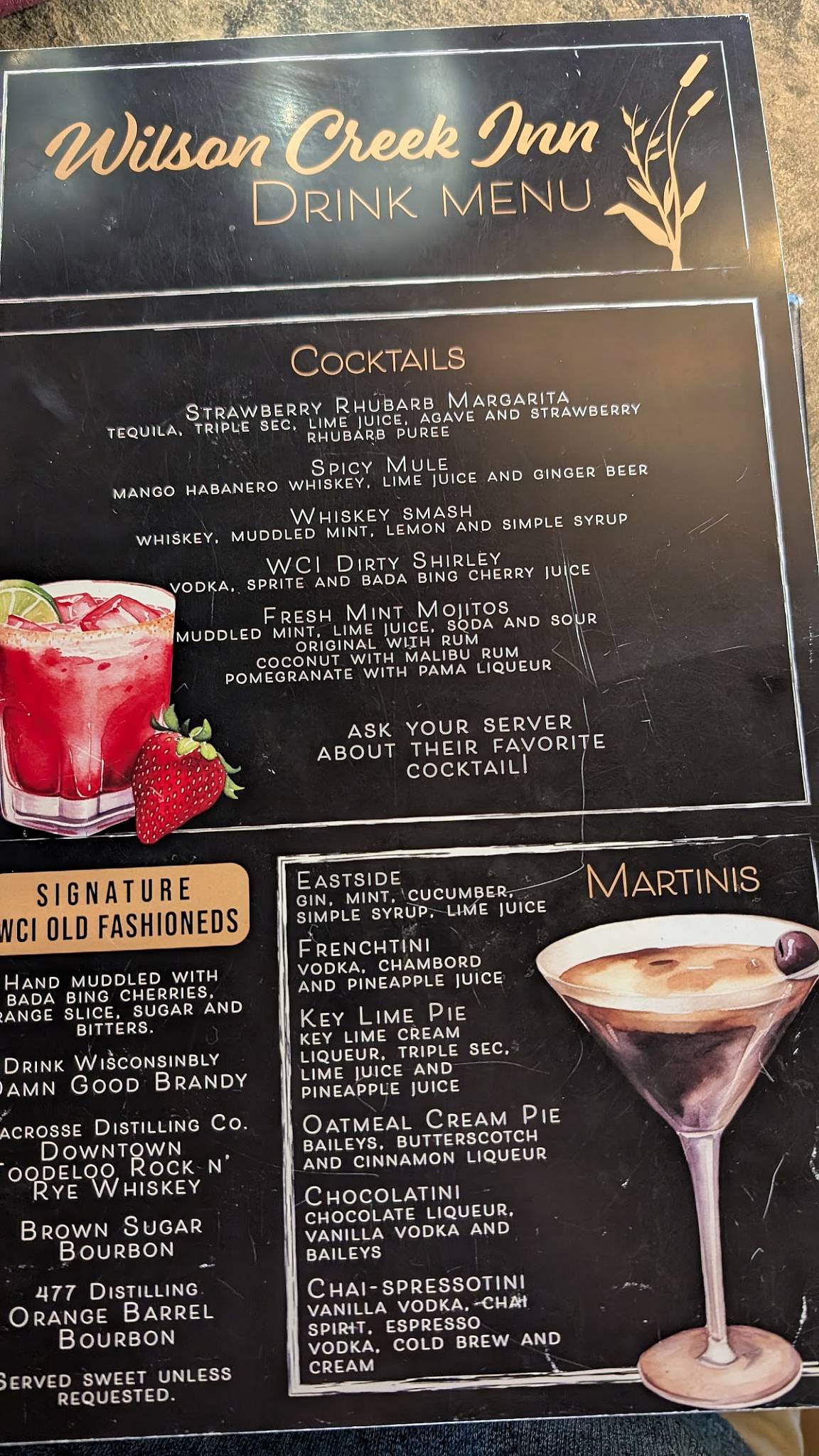 Menu at Wilson Creek Inn pub & bar, Menomonie