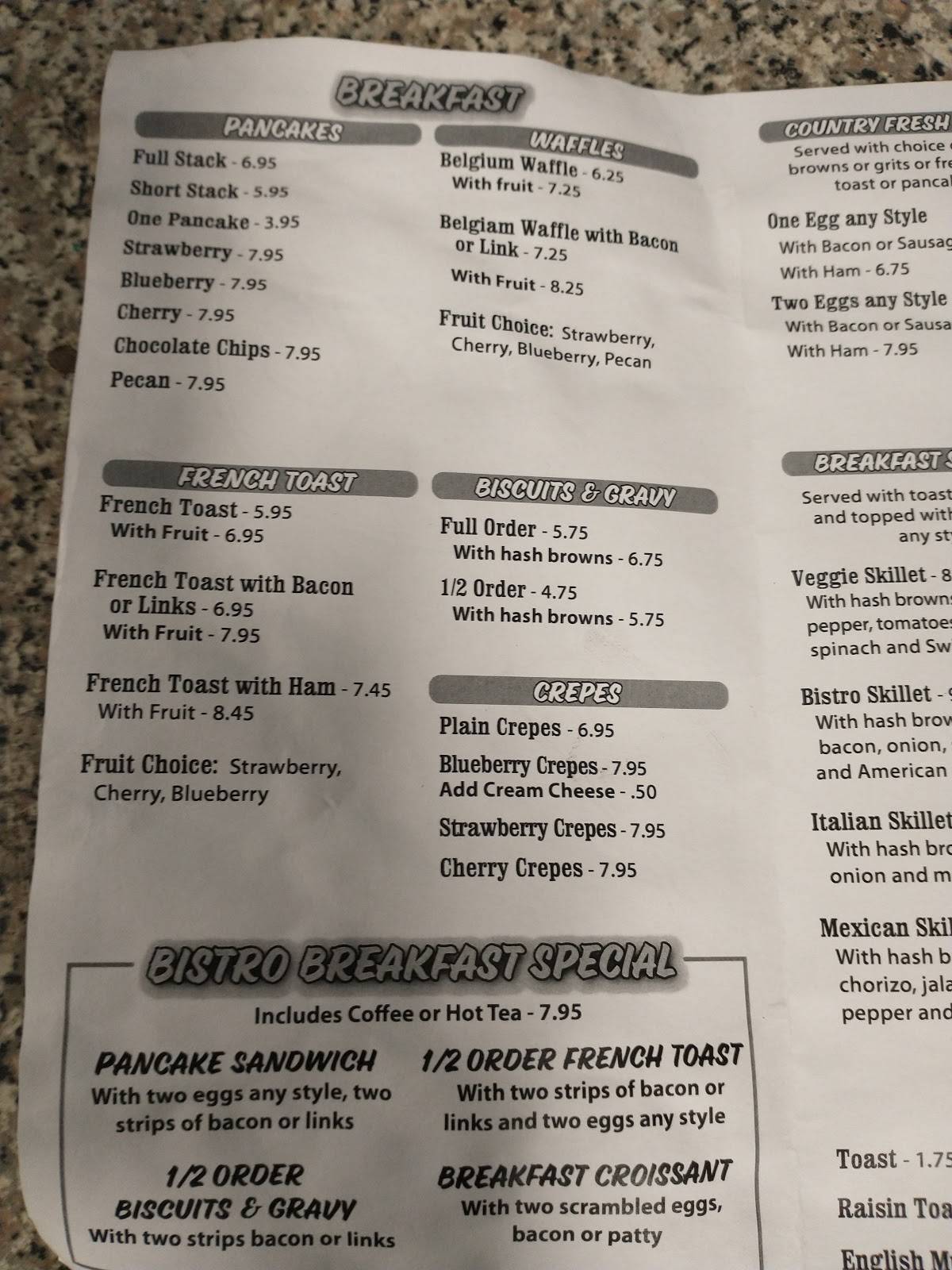 Menu at WB Steakhouse, Lakes of the Four Seasons