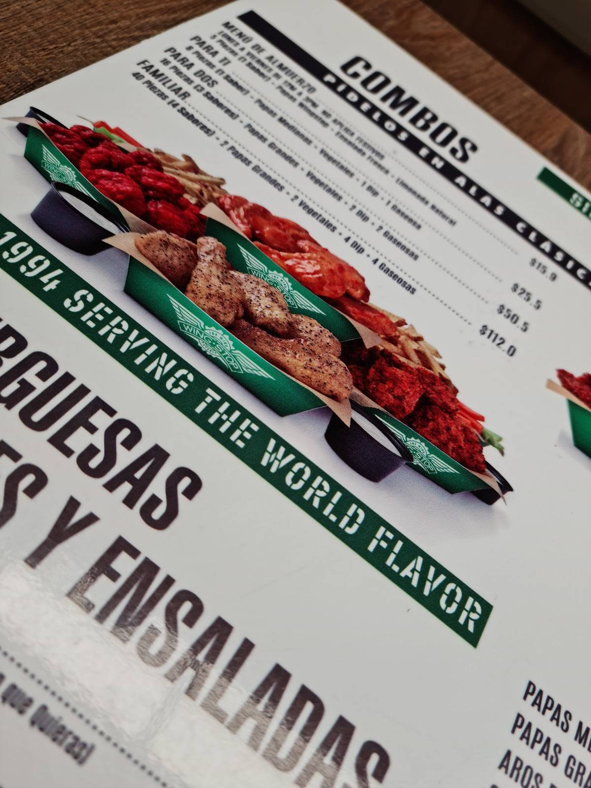 Carta del restaurante Wingstop Calle 116, Bogotá