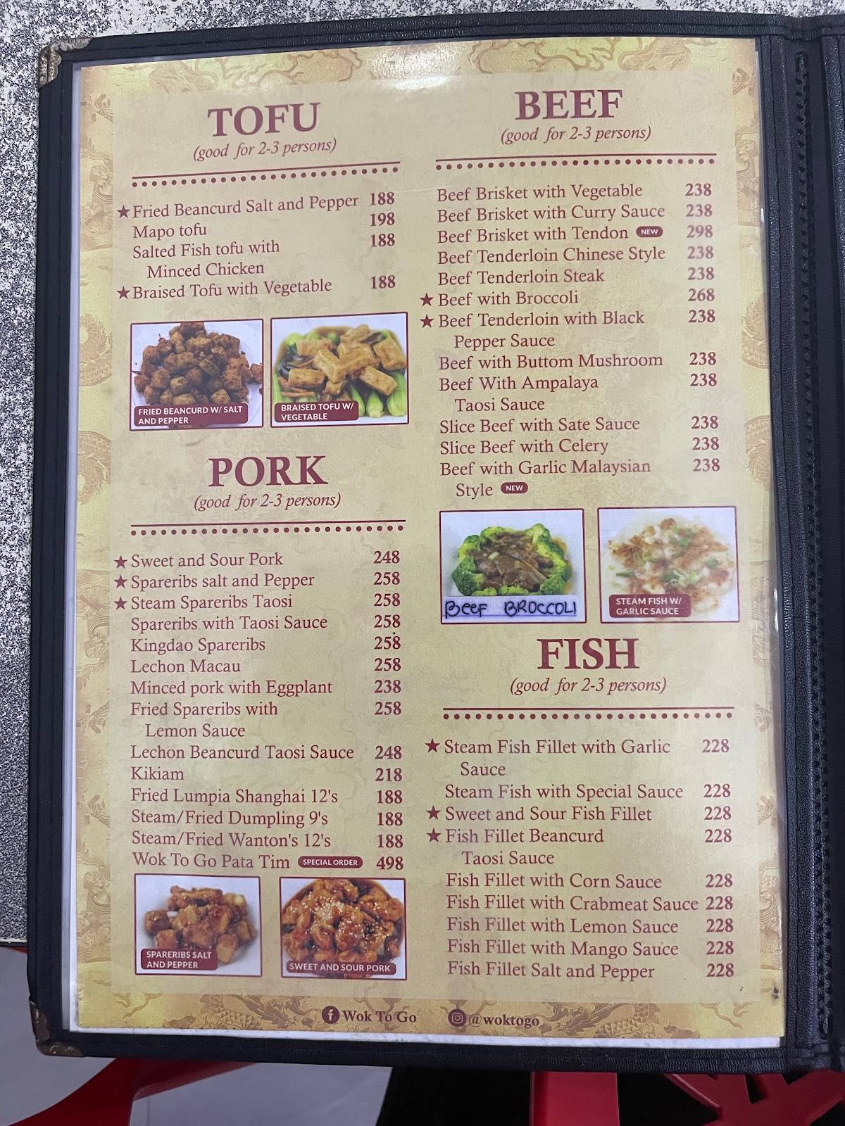 Menu at Wok To Go restaurant, Manila, 572 Padre Faura St