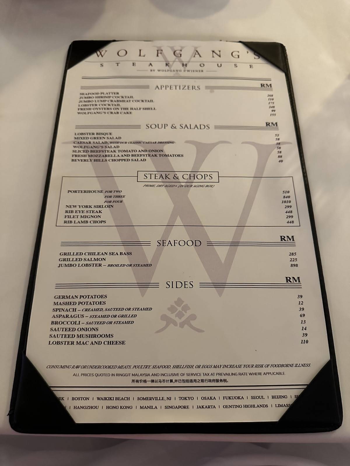 Menu at Wolfgang's Steakhouse by Wolfgang Zwiener at Resorts World ...
