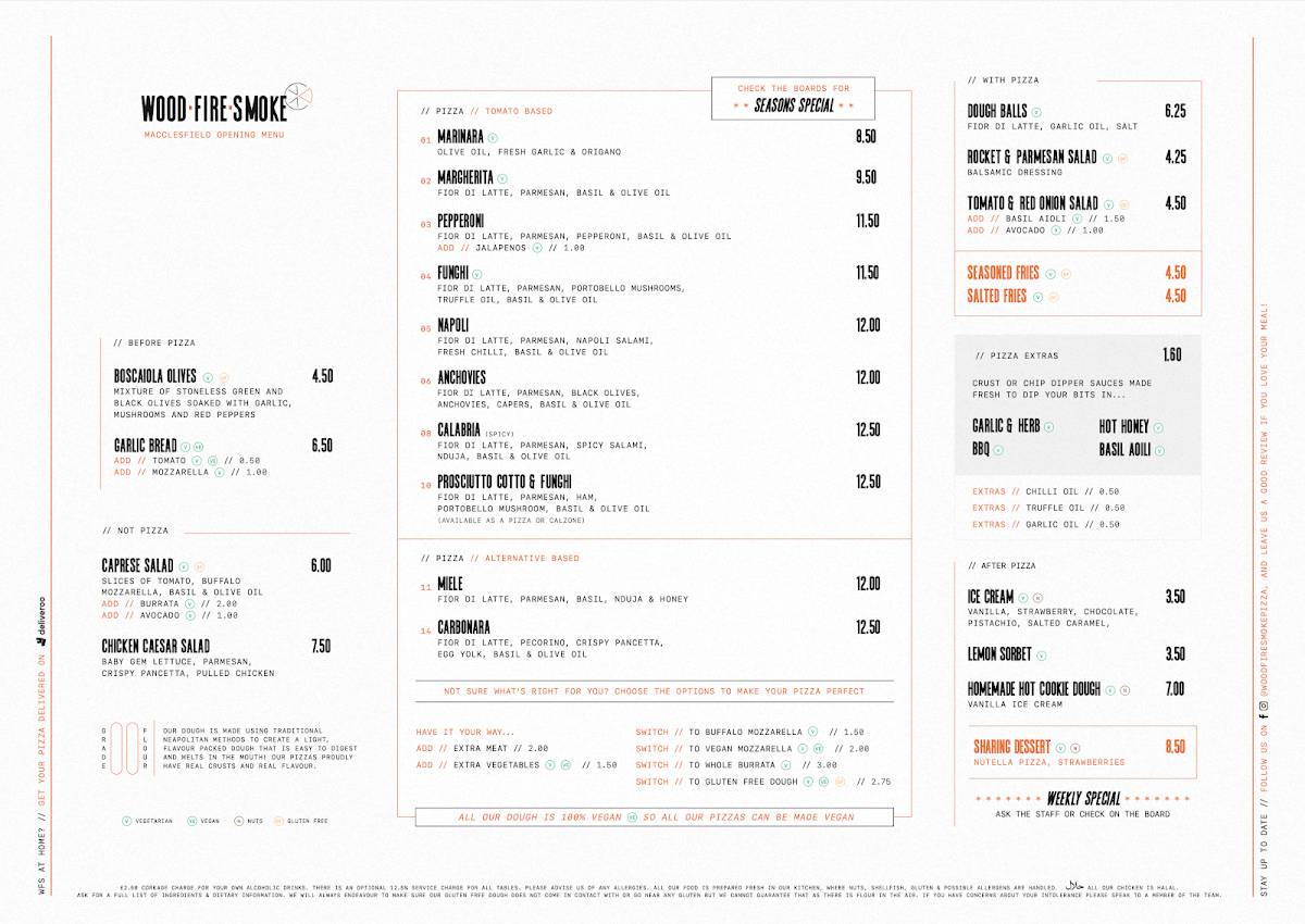 Menu at Wood Fire Smoke Macclesfield restaurant, Macclesfield