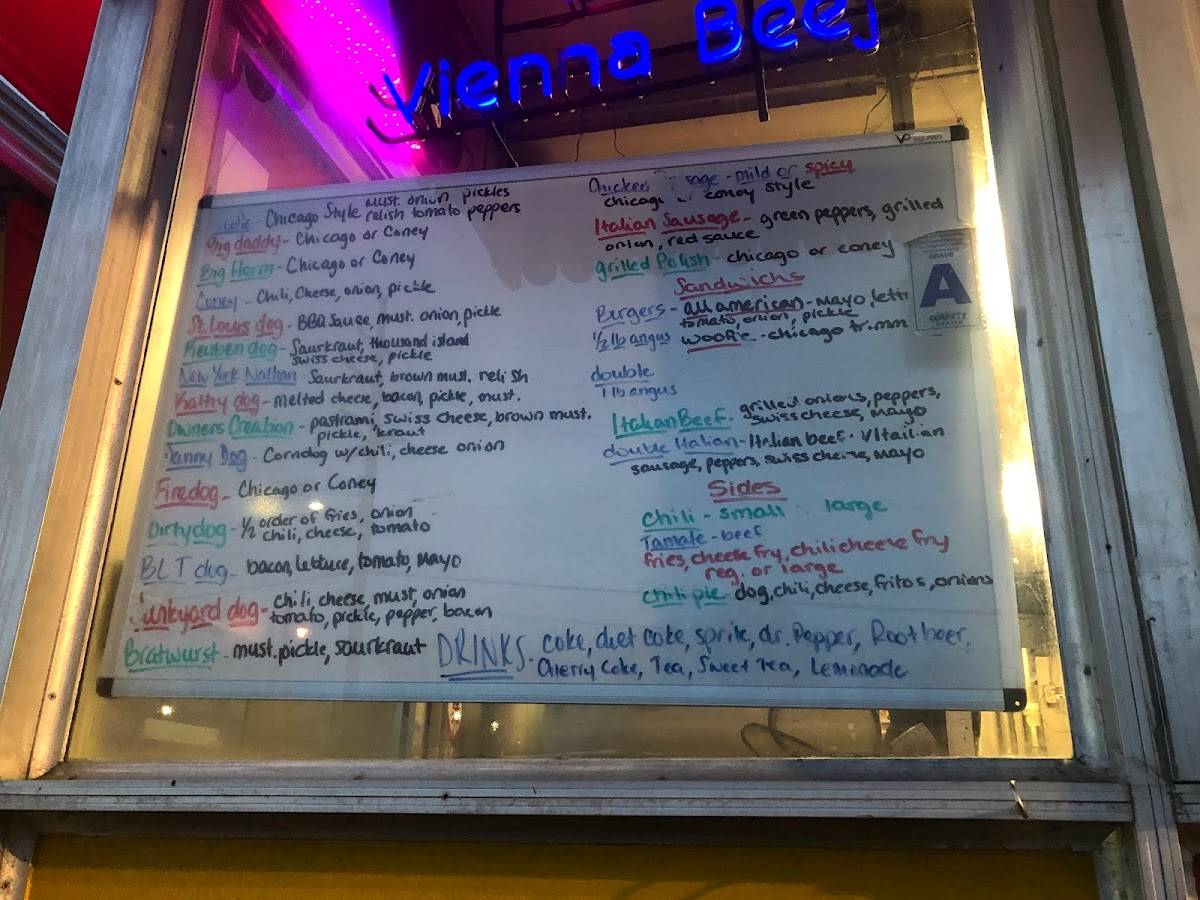 Menu at Woofies Hot Dogs restaurant, Overland
