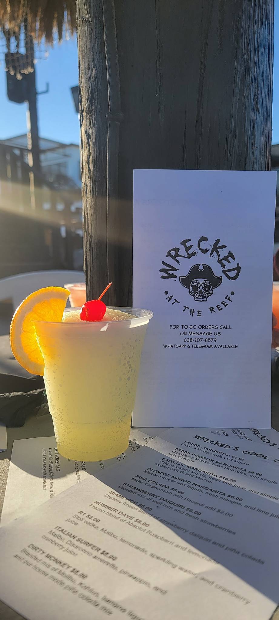 Menu at Wrecked at the Reef pub & bar, Puerto Peñasco