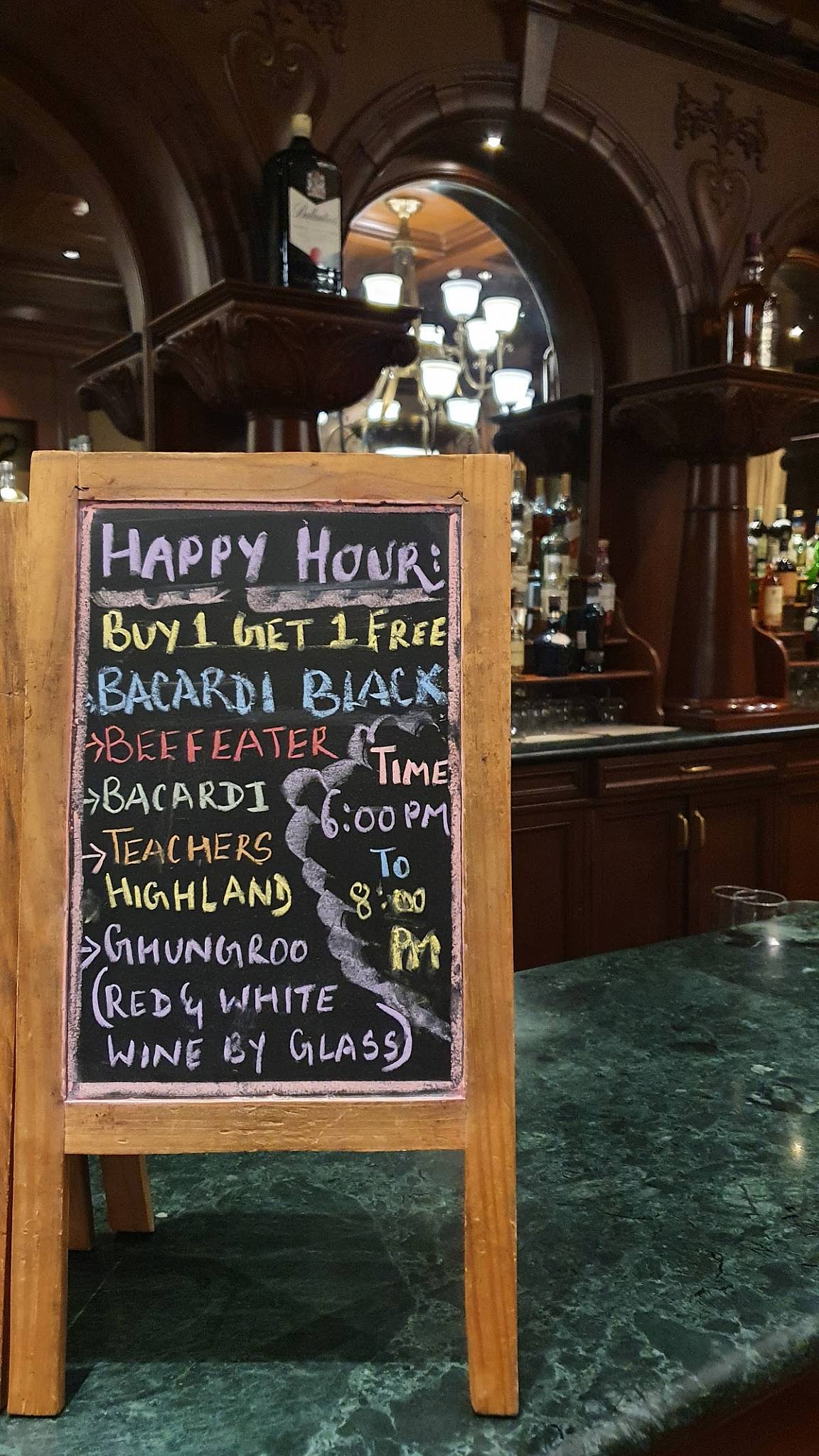 Menu at Writer's Bar, Mussoorie