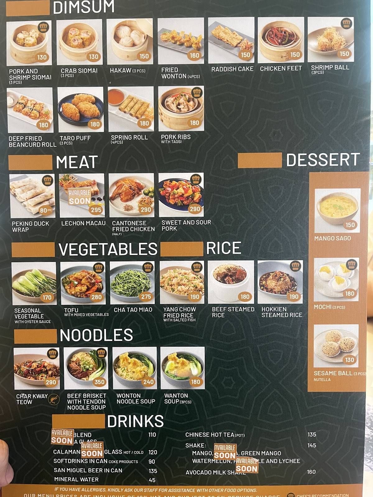 Menu at Wu Yang Cantonese Cuisine - SM Seaside restaurant, Cebu City