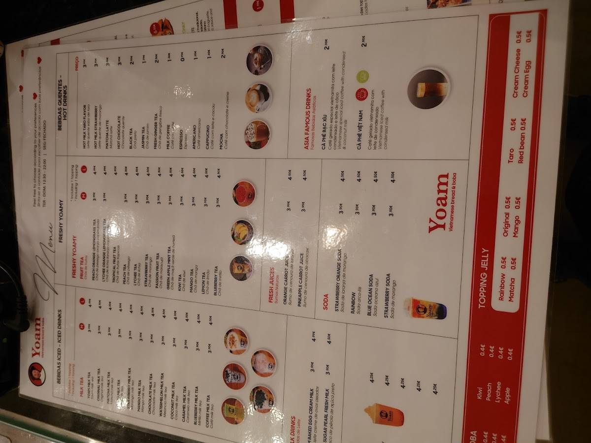 Menu em YOAM - Vietnamese Bread & Boba restaurante, Porto