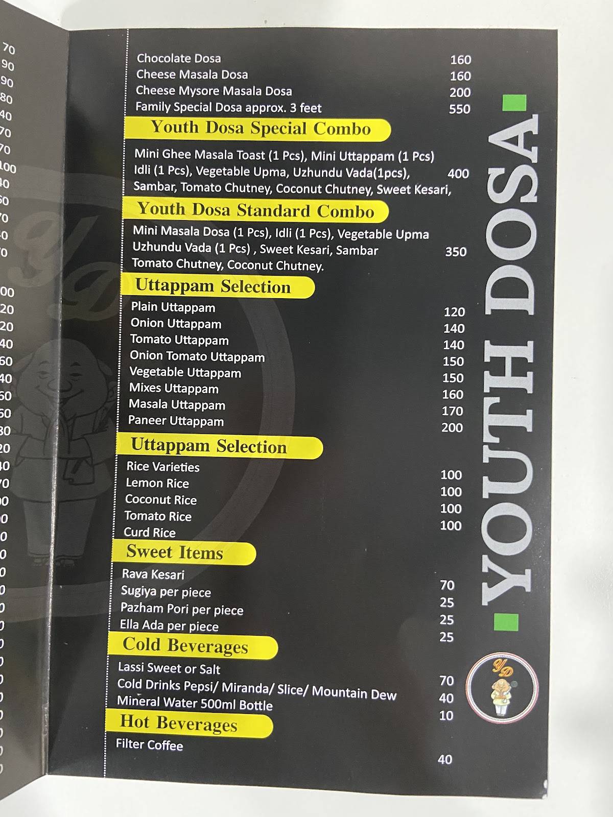 Menu at YOUTH DOSA, Ghaziabad, C-67