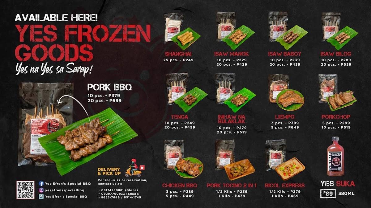 Menu at Yes Efren’s Special BBQ Resto Bar - Ortigas Extension Cainta ...