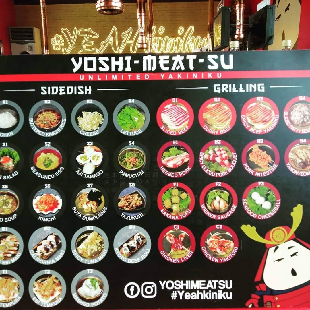 Menu at Yoshimeatsu San Fernando restaurant, San Fernando