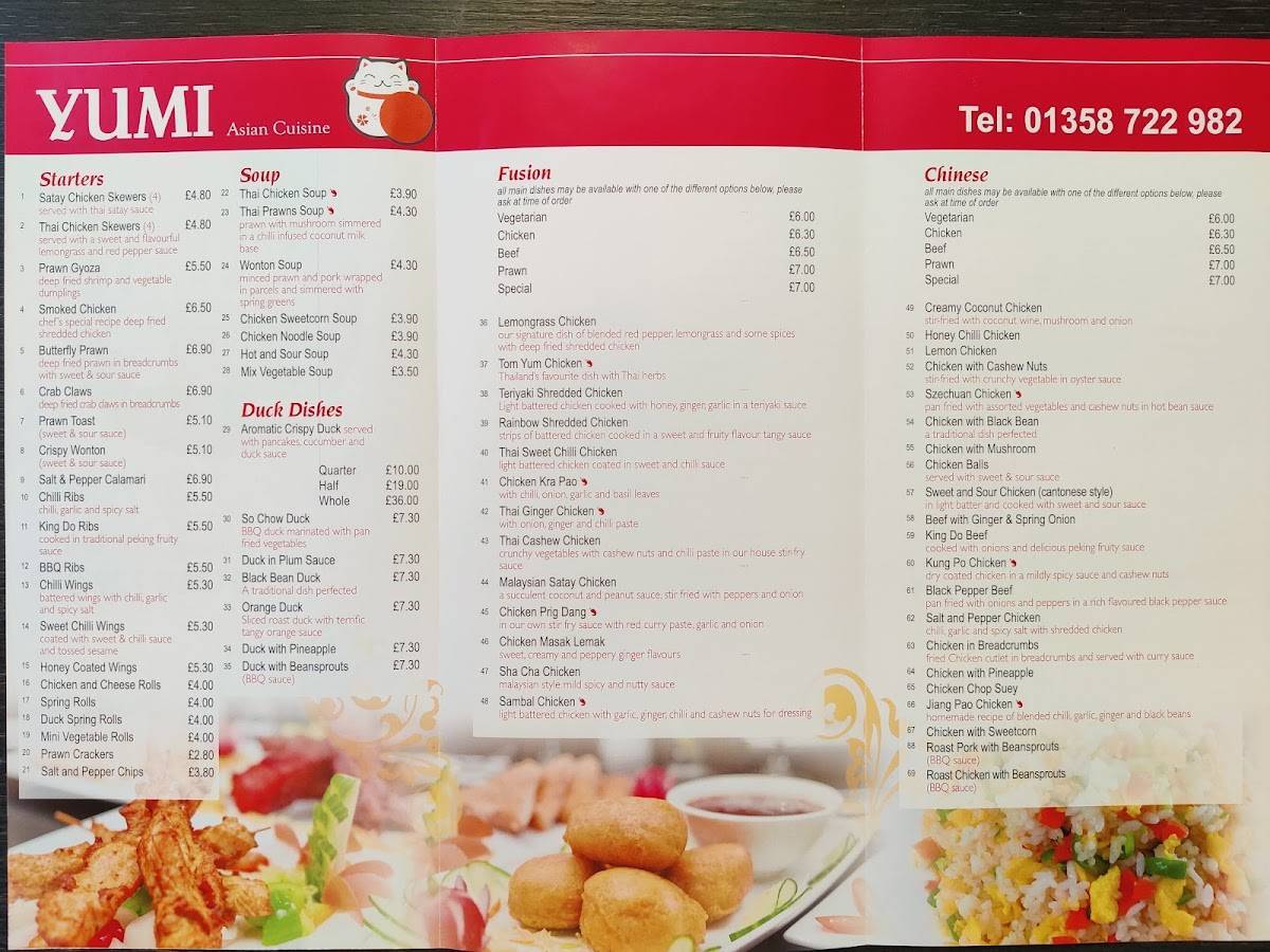 Menu at Yumi Asian Cuisine restaurant, Ellon