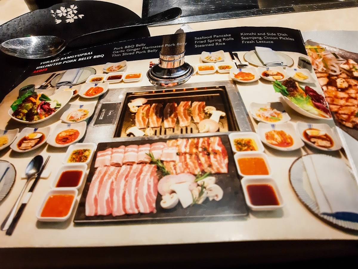 Menu at Yuraku restaurant, Dubai