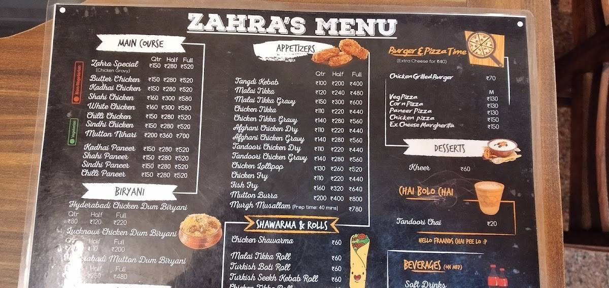 Menu at Zahra Restaurant & Café - Shaheen bagh, New Delhi