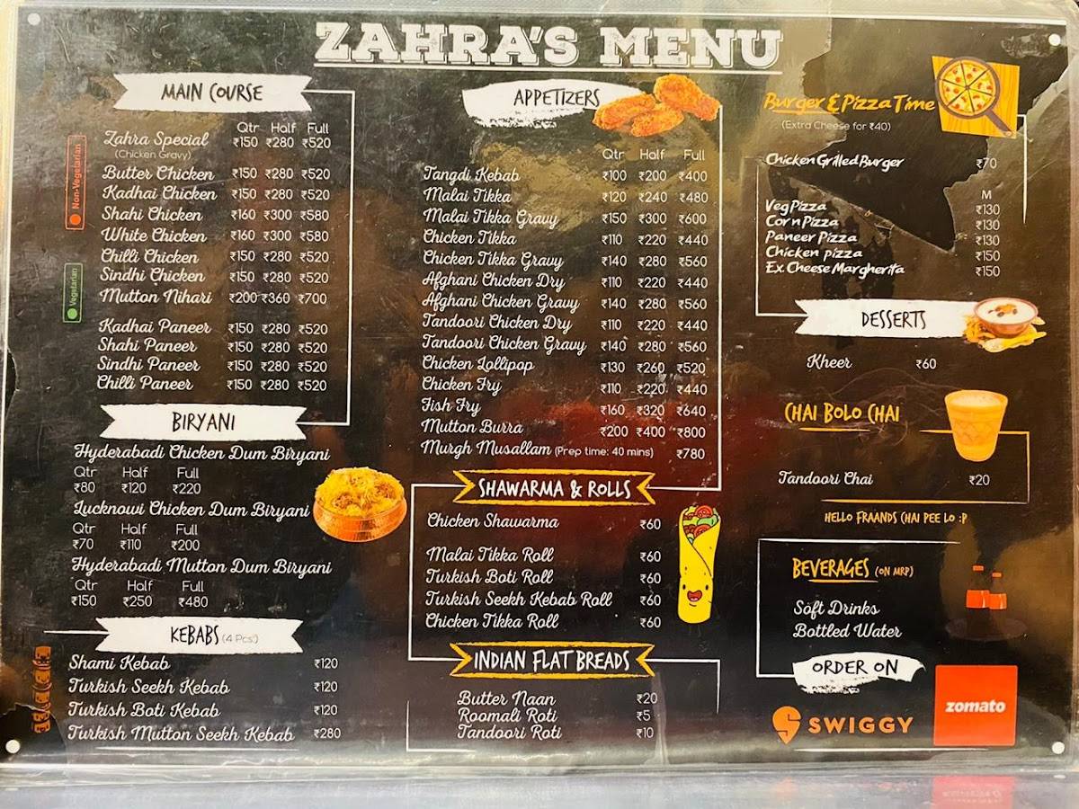 Menu at Zahra Restaurant & Café - Shaheen bagh, New Delhi