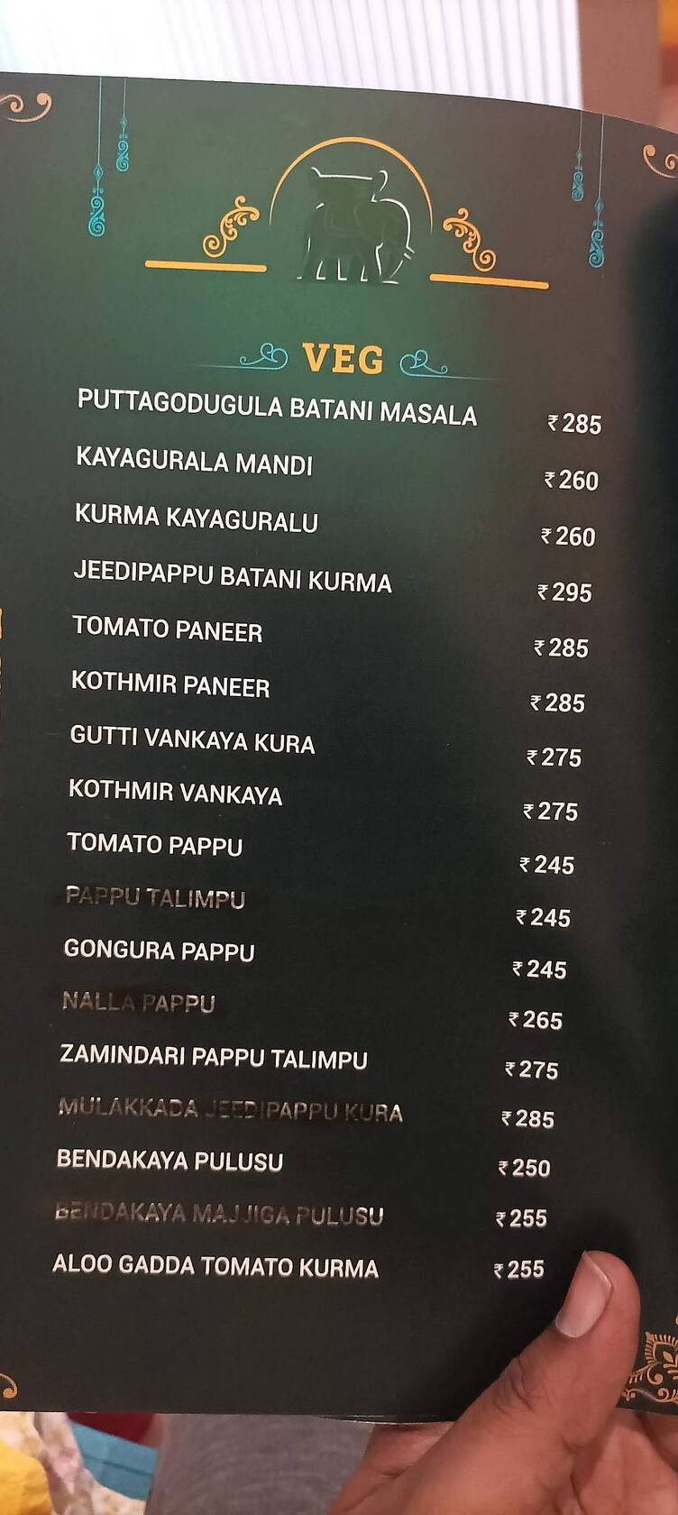 Menu at Zamindari Restaurant, Visakhapatnam