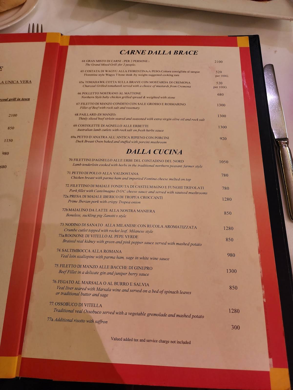 Menu at Zanotti IL Ristorante Italiano restaurant, Bangkok, โคโลเน็ด ...
